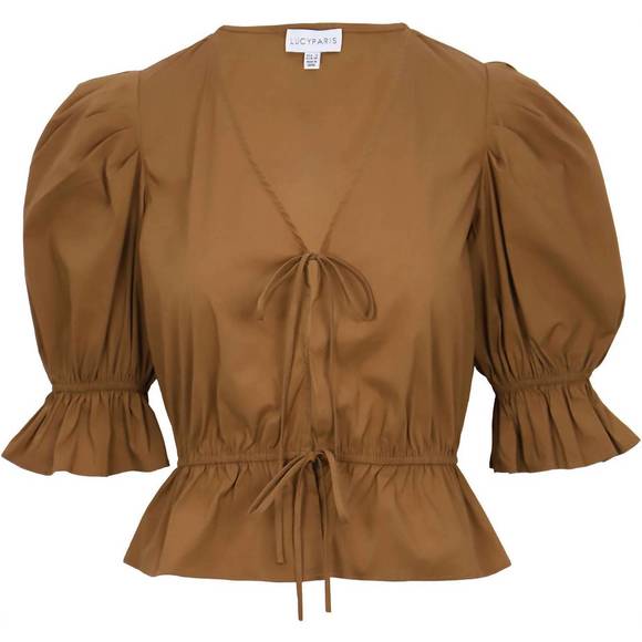 Lucy Paris | Tops | New Lucy Paris Ilia Tie Top In Brown | Poshmark